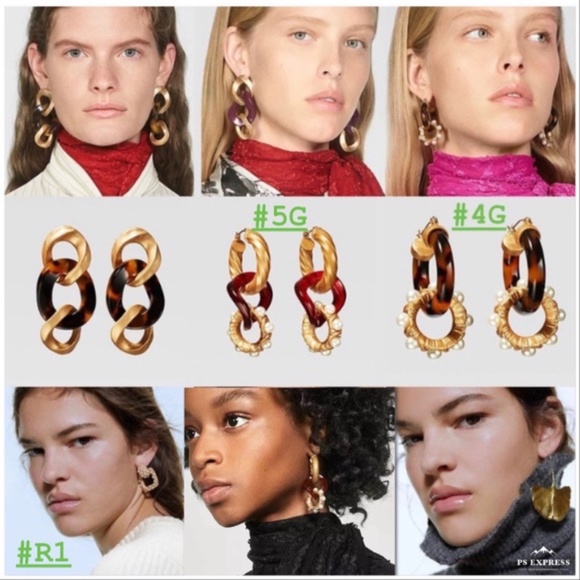 Zara | Jewelry | Zara Chunky Tortoise Pearl Antique Gold Hoops | Poshmark